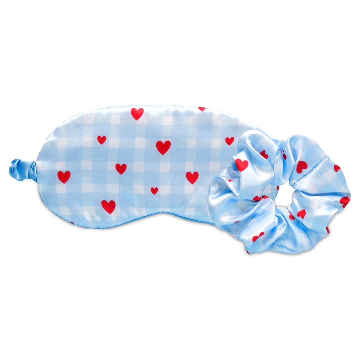 Gingham Hearts Eye Mask and Scrunchie Set – Stitching Around Collections