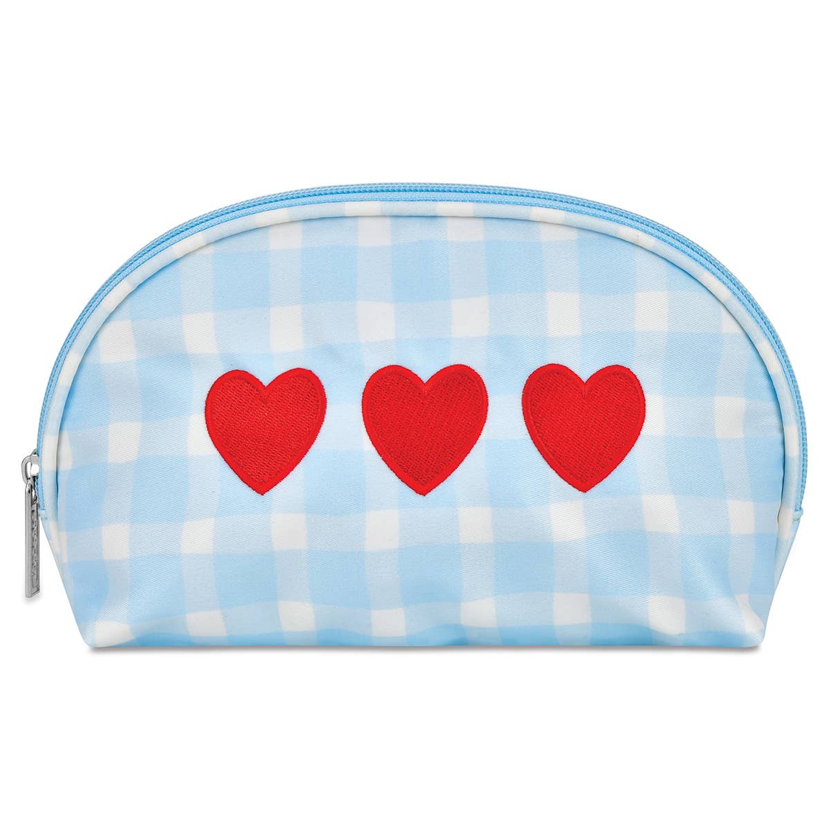 Gingham Hearts Oval Cosmetic Bag – Stitching Around Collections