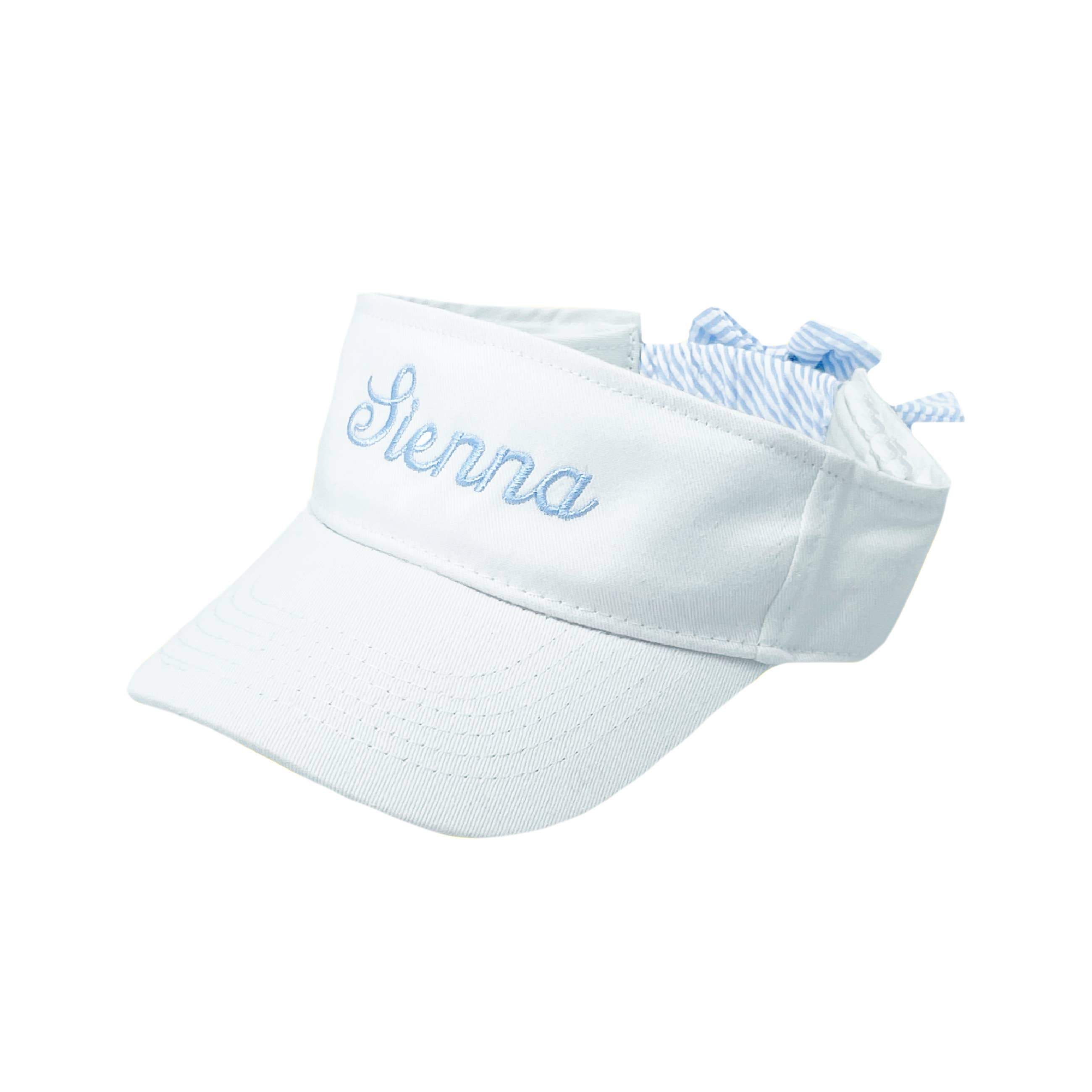 Winnie White Blue Bow Visor (Girls) – Stitching Around Collections