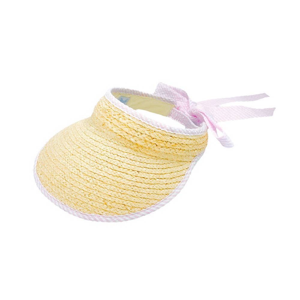 Girls Pink Sconset Straw Bow Visor – Stitching Around Collections